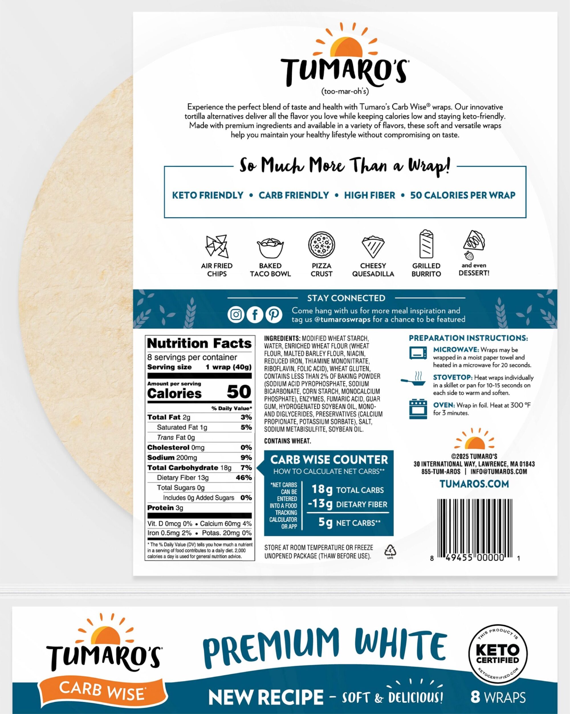 Premium White Carb Wise™ Wraps | Low-Carb Wrap